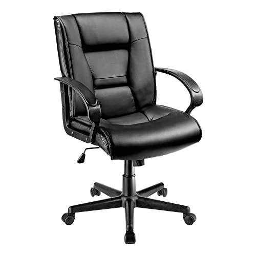 Brenton Studio® Ruzzi Vinyl Mid-Back Chair, 41-3/4"H x 24-1/2"W x 27-1/6"D, Black