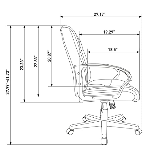 Brenton Studio® Ruzzi Vinyl Mid-Back Chair, 41-3/4"H x 24-1/2"W x 27-1/6"D, Black