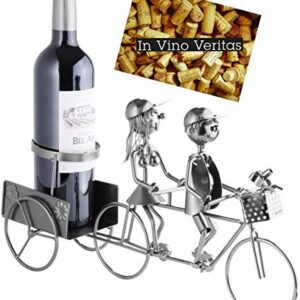 BRUBAKER Wine Bottle Holder Couple on Tandem Bicycle Metal Sculptures and Figurines Decor Wine Racks and Stands Gifts Decoration