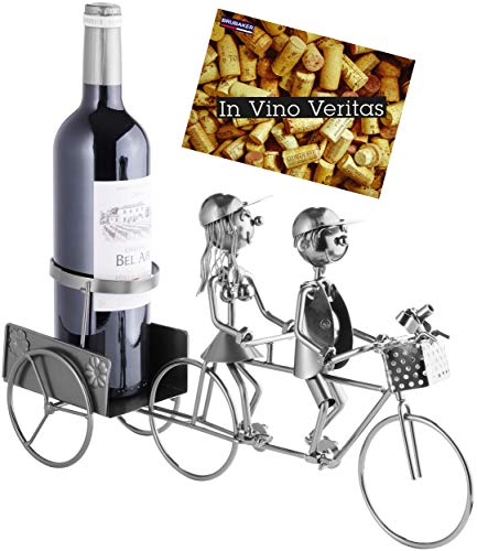 BRUBAKER Wine Bottle Holder Couple on Tandem Bicycle Metal Sculptures and Figurines Decor Wine Racks and Stands Gifts Decoration