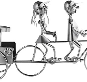 BRUBAKER Wine Bottle Holder Couple on Tandem Bicycle Metal Sculptures and Figurines Decor Wine Racks and Stands Gifts Decoration