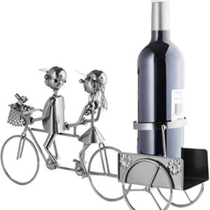 BRUBAKER Wine Bottle Holder Couple on Tandem Bicycle Metal Sculptures and Figurines Decor Wine Racks and Stands Gifts Decoration