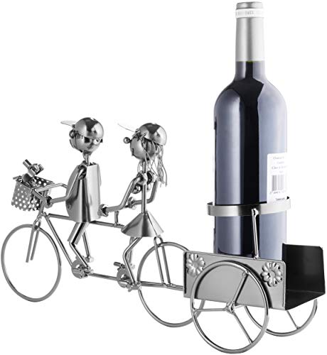 BRUBAKER Wine Bottle Holder Couple on Tandem Bicycle Metal Sculptures and Figurines Decor Wine Racks and Stands Gifts Decoration