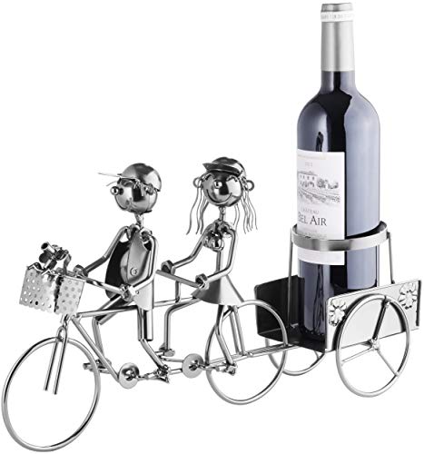 BRUBAKER Wine Bottle Holder Couple on Tandem Bicycle Metal Sculptures and Figurines Decor Wine Racks and Stands Gifts Decoration