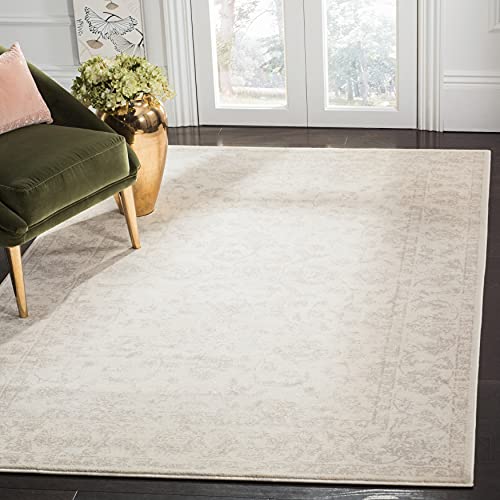 SAFAVIEH Carnegie Collection Area Rug - 9' x 12', Cream & Light Grey, Vintage Distressed Design, Non-Shedding & Easy Care, Ideal for High Traffic Areas in Living Room, Bedroom (CNG621C)