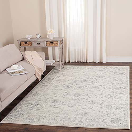 SAFAVIEH Carnegie Collection Area Rug - 9' x 12', Cream & Light Grey, Vintage Distressed Design, Non-Shedding & Easy Care, Ideal for High Traffic Areas in Living Room, Bedroom (CNG621C)