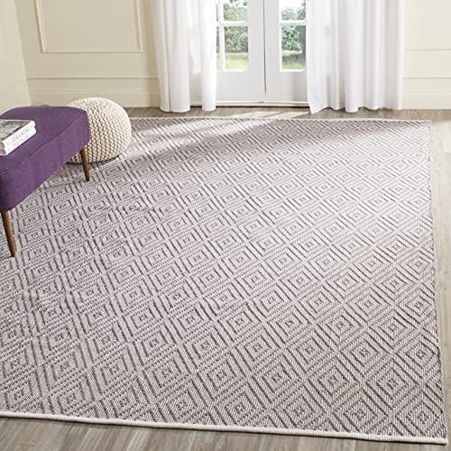 SAFAVIEH Montauk Collection Area Rug - 10' x 14', Grey & Ivory, Handmade Trellis Cotton, Ideal for High Traffic Areas in Living Room, Bedroom (MTK811A)