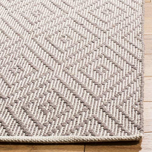 SAFAVIEH Montauk Collection Area Rug - 10' x 14', Grey & Ivory, Handmade Trellis Cotton, Ideal for High Traffic Areas in Living Room, Bedroom (MTK811A)