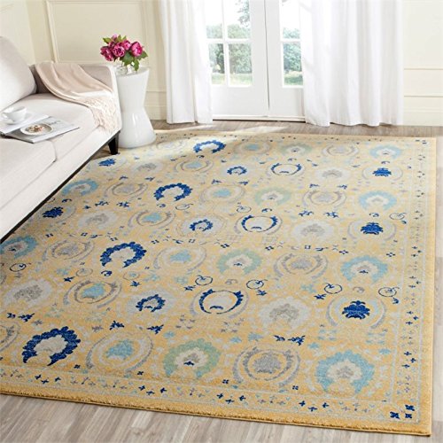 SAFAVIEH Evoke Collection 3' x 5' Gold / Ivory EVK251B Boho Non-Shedding Living Room Bedroom Accent Rug