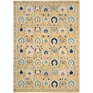 SAFAVIEH Evoke Collection 3' x 5' Gold / Ivory EVK251B Boho Non-Shedding Living Room Bedroom Accent Rug