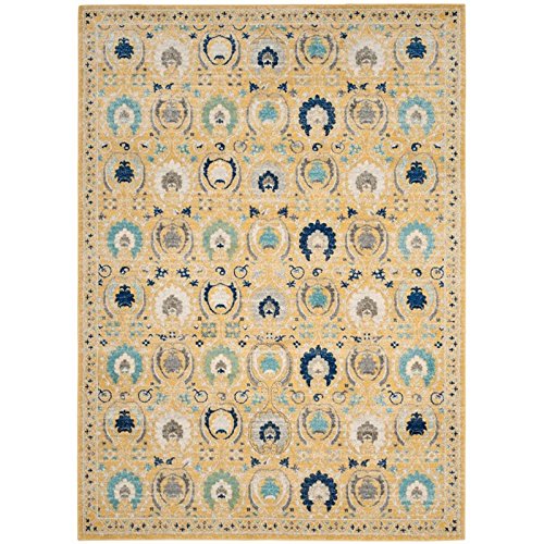 SAFAVIEH Evoke Collection 3' x 5' Gold / Ivory EVK251B Boho Non-Shedding Living Room Bedroom Accent Rug