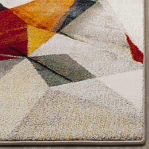 SAFAVIEH Porcello Collection Accent Rug - 4' x 6', Light Grey & Orange, Modern Abstract Design, Non-Shedding & Easy Care, Ideal for High Traffic Areas in Entryway, Living Room, Bedroom (PRL6940F)