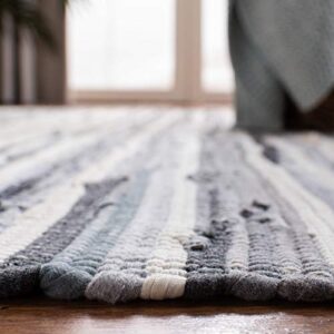 SAFAVIEH Rag Rug Collection Accent Rug - 4' x 6', Ivory & Grey, Handmade Boho Stripe Cotton, Ideal for High Traffic Areas in Entryway, Living Room, Bedroom (RAR126A)