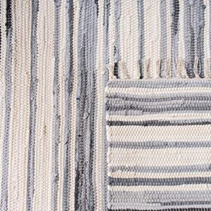 SAFAVIEH Rag Rug Collection Accent Rug - 4' x 6', Ivory & Grey, Handmade Boho Stripe Cotton, Ideal for High Traffic Areas in Entryway, Living Room, Bedroom (RAR126A)