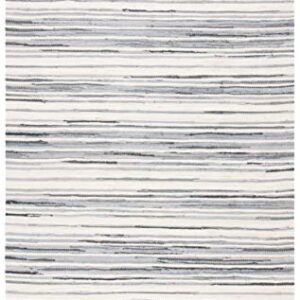 SAFAVIEH Rag Rug Collection Accent Rug - 4' x 6', Ivory & Grey, Handmade Boho Stripe Cotton, Ideal for High Traffic Areas in Entryway, Living Room, Bedroom (RAR126A)