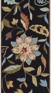 SAFAVIEH Four Seasons Collection 2'3" x 6' Black / Purple FRS435B Hand-Hooked Floral Runner Rug