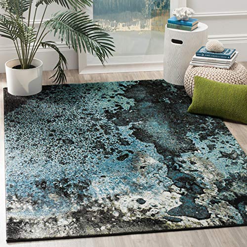 SAFAVIEH Glacier Collection Area Rug - 8' x 10', Blue & Multi, Modern Abstract Design, Non-Shedding & Easy Care, Ideal for High Traffic Areas in Living Room, Bedroom (GLA124B)