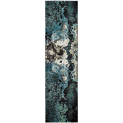 SAFAVIEH Glacier Collection Area Rug - 8' x 10', Blue & Multi, Modern Abstract Design, Non-Shedding & Easy Care, Ideal for High Traffic Areas in Living Room, Bedroom (GLA124B)