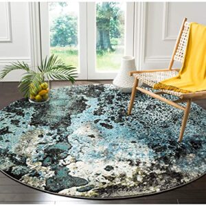 SAFAVIEH Glacier Collection Area Rug - 8' x 10', Blue & Multi, Modern Abstract Design, Non-Shedding & Easy Care, Ideal for High Traffic Areas in Living Room, Bedroom (GLA124B)