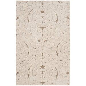 SAFAVIEH Florida Shag Collection Area Rug - 8' x 10', Cream & Beige, Scroll Design, Non-Shedding & Easy Care, 1.2-inch Thick Ideal for High Traffic Areas in Living Room, Bedroom (SG467-1113)