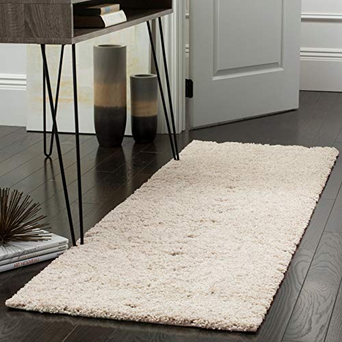 SAFAVIEH Florida Shag Collection Area Rug - 8' x 10', Cream & Beige, Scroll Design, Non-Shedding & Easy Care, 1.2-inch Thick Ideal for High Traffic Areas in Living Room, Bedroom (SG467-1113)