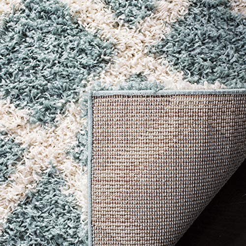 SAFAVIEH Dallas Shag Collection Area Rug - 5'1" x 7'6", Seafoam & Ivory, Trellis Design, Non-Shedding & Easy Care, 1.5-inch Thick Ideal for High Traffic Areas in Living Room, Bedroom (SGD258C)