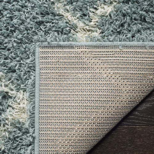 SAFAVIEH Dallas Shag Collection Area Rug - 5'1" x 7'6", Seafoam & Ivory, Trellis Design, Non-Shedding & Easy Care, 1.5-inch Thick Ideal for High Traffic Areas in Living Room, Bedroom (SGD258C)