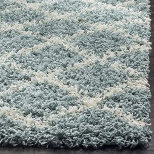 SAFAVIEH Dallas Shag Collection Area Rug - 5'1" x 7'6", Seafoam & Ivory, Trellis Design, Non-Shedding & Easy Care, 1.5-inch Thick Ideal for High Traffic Areas in Living Room, Bedroom (SGD258C)