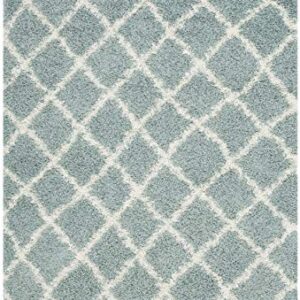 SAFAVIEH Dallas Shag Collection Area Rug - 5'1" x 7'6", Seafoam & Ivory, Trellis Design, Non-Shedding & Easy Care, 1.5-inch Thick Ideal for High Traffic Areas in Living Room, Bedroom (SGD258C)