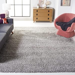 safavieh santa monica shag collection 6'7" x 9'6" silver sgn725 solid non-shedding living room bedroom dining room entryway plush 2-inch thick area rug