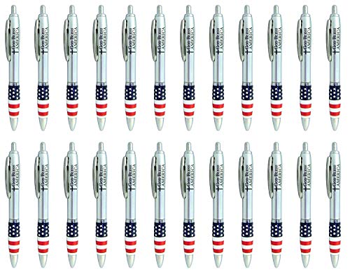 God Bless America Patriotic Ink Pen with American Flag, 5 1/2 Inch (Pack of 24)