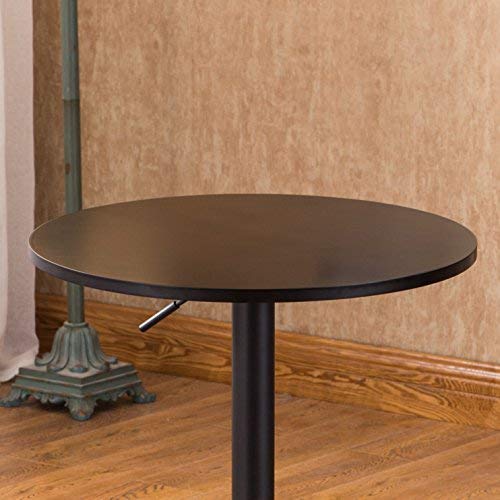 Roundhill Furniture Belham Round Top Adjustable Height with Black Leg and Base Metal Bar Table