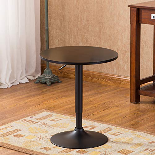 Roundhill Furniture Belham Round Top Adjustable Height with Black Leg and Base Metal Bar Table