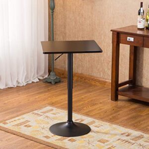 Roundhill Furniture Belham Square Top Adjustable Height with Black Leg and Base Metal Bar Table