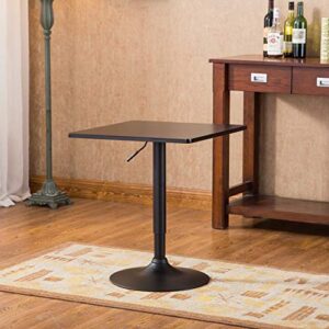 Roundhill Furniture Belham Square Top Adjustable Height with Black Leg and Base Metal Bar Table