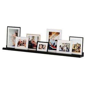 wallniture boston picture ledge shelf 46" wall decor black bookshelf for picture frames, toddler toys, kids books