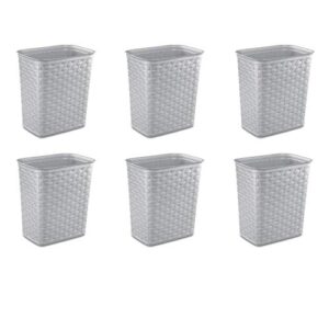 sterilite 10346a06 3.4 gallon/13 liter weave wastebasket, cement, 6-pack