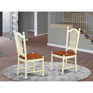 East West Furniture Dover Dinette Slat Back Wooden Seat Dining Chairs, Set of 2, DOC-WHI-W