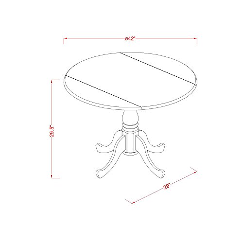 East West Furniture DLAN3-BMK-W 3 Piece Dinette Set for Small Spaces Contains a Round Dining Table with Dropleaf and 2 Kitchen Dining Chairs, 42x42 Inch, Buttermilk & Cherry