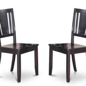 East West Furniture Dublin 3 Piece Kitchen Set for Small Spaces Contains a Round Dining Room Table with Dropleaf and 2 Solid Wood Seat Chairs, 42x42 Inch, Black