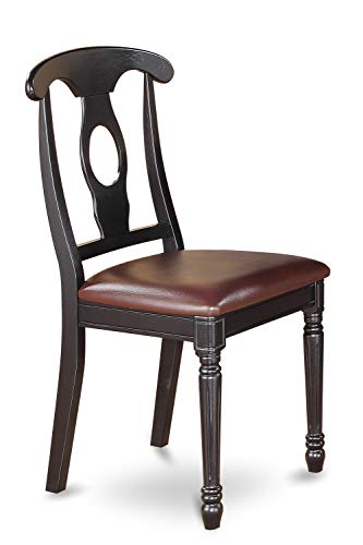 East West Furniture Dublin 5 Piece Dinette Set for 4 Includes a Round Table with Dropleaf and 4 Faux Leather Dining Room Chairs, 42x42 Inch, Black