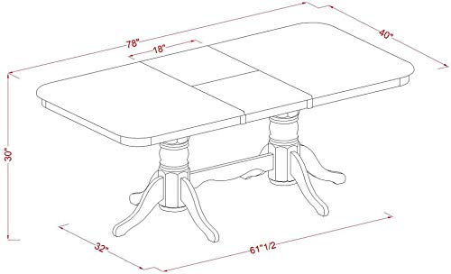 East West Furniture NAQU9-WHI-W, 9 Pieces