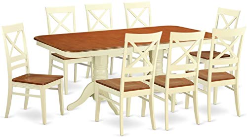 East West Furniture NAQU9-WHI-W, 9 Pieces