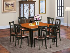 east west furniture pfni9-bch-lc dining set, black