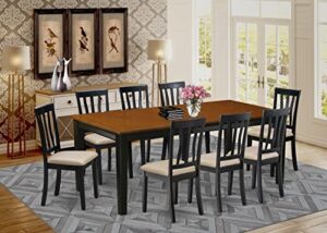 east west furniture quan9-bch-c dining set, 9-piece