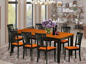 east west furniture quav9-bch-w dining set, 9-piece