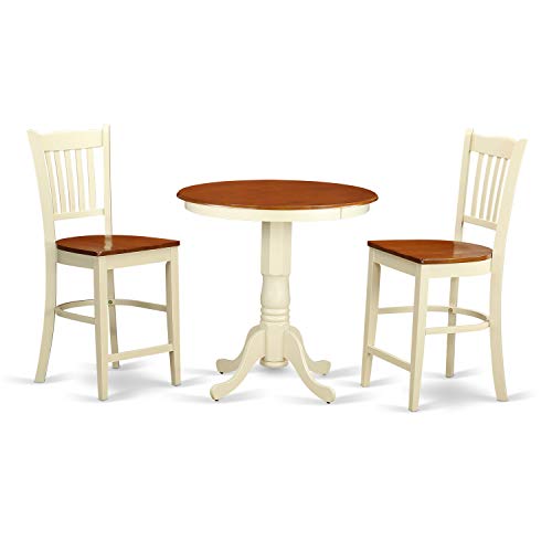 East West Furniture EDGR3-WHI-W Dining Set, 3-Piece