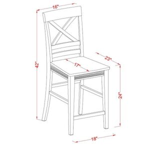 East West Furniture EDQU3-WHI-W Dining Set, 3-Piece