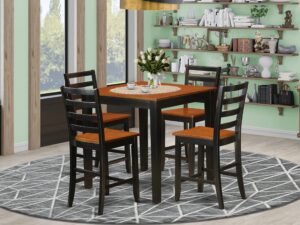 east west furniture pbfa5-blk-w kitchen set, 5 pieces