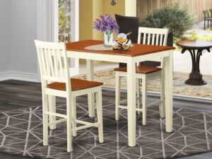 east west furniture dining set, yavn3-whi-w